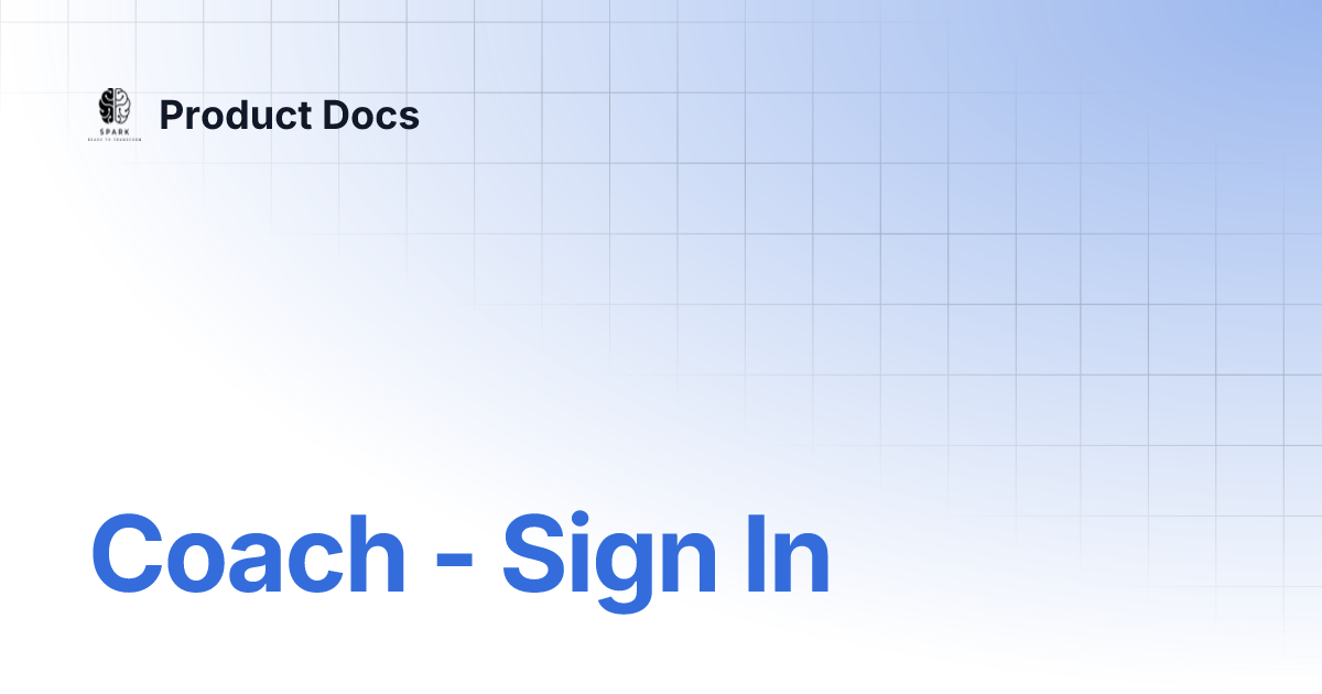 Coach - Sign In | Product Docs