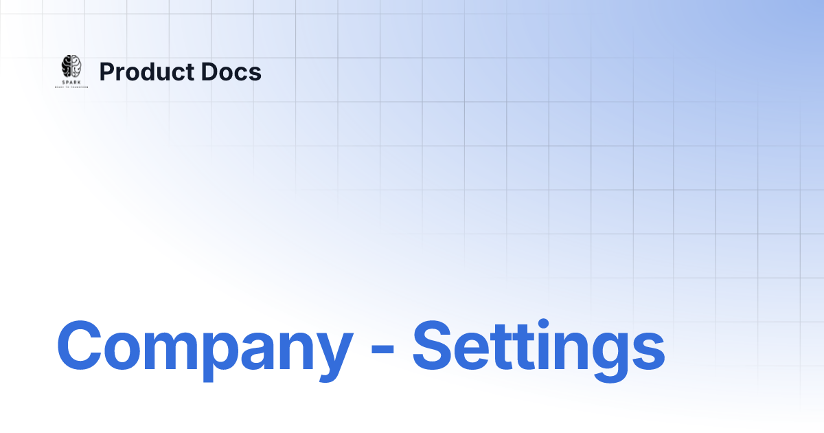 Company - Settings | Product Docs